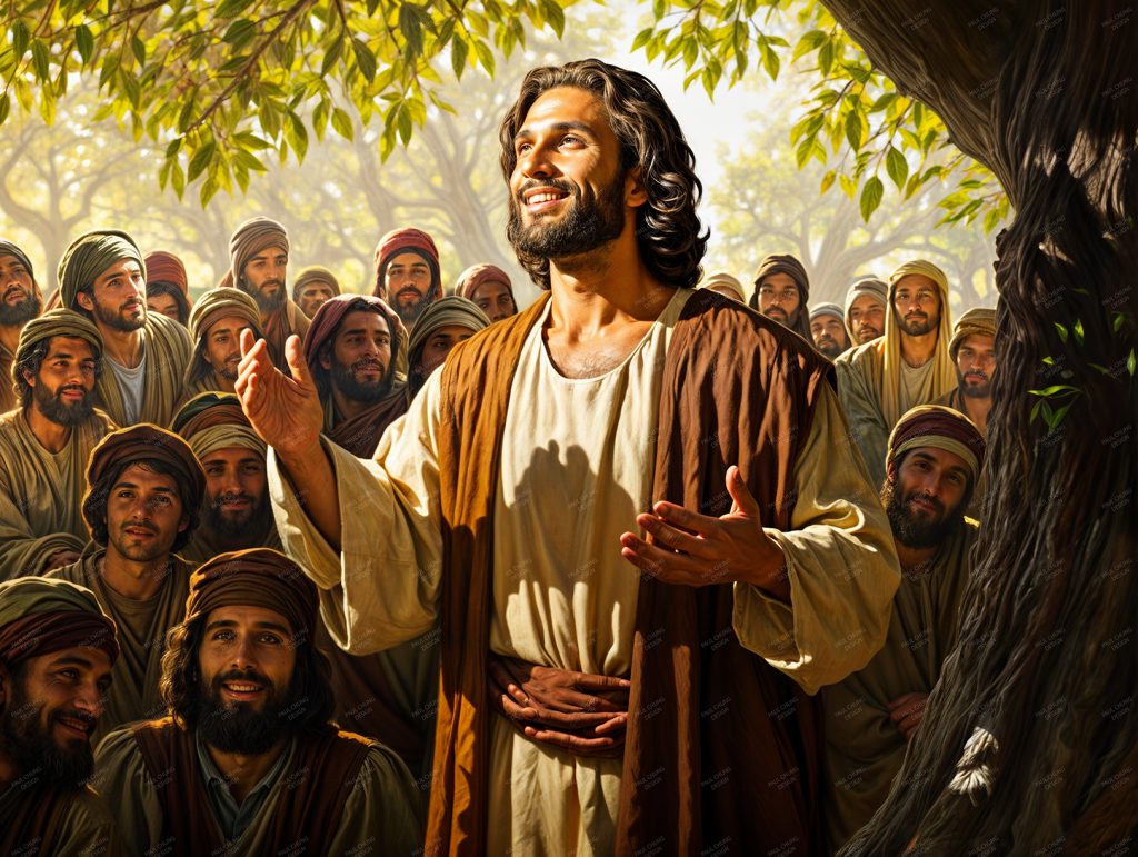 Jesus Preaching to a Crowd - Paul Chung Design