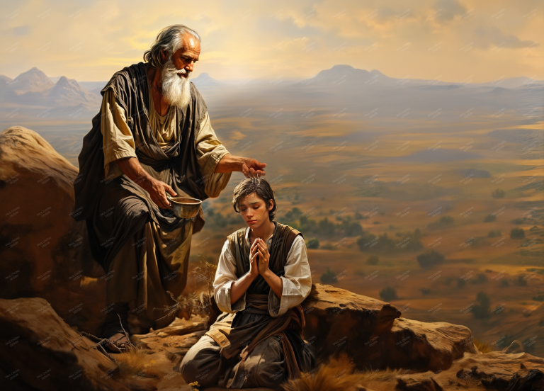 Prophet Samuel Anointing Young David - Paul Chung Design